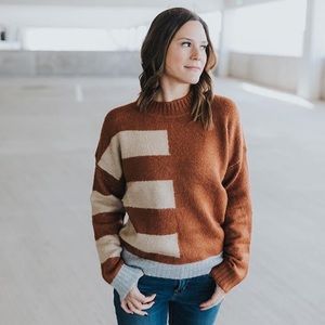 Hem & Thread | Sweaters | Hem Thread Cacao Brown Color Block Sweater ...